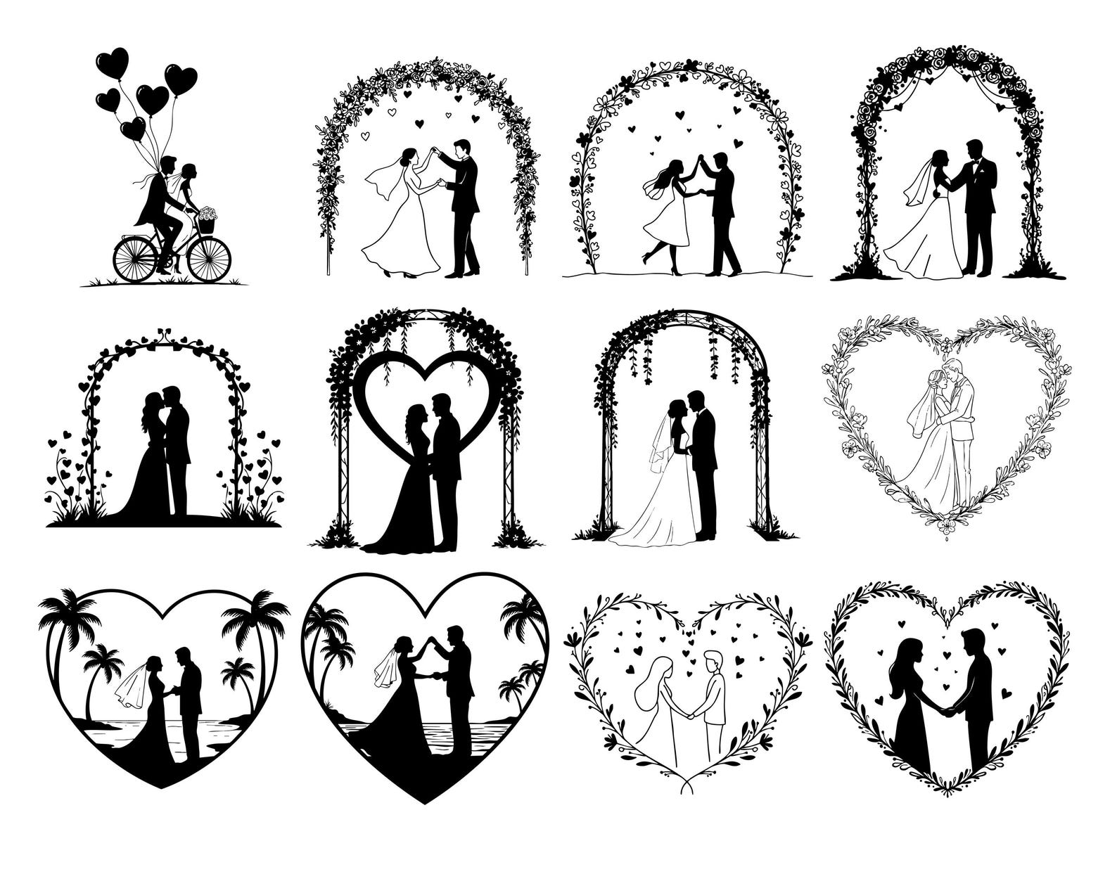 Wedding Heart Svg Bundle,wedding Svg Bundle,couple Svg, Wedding Heart ...
