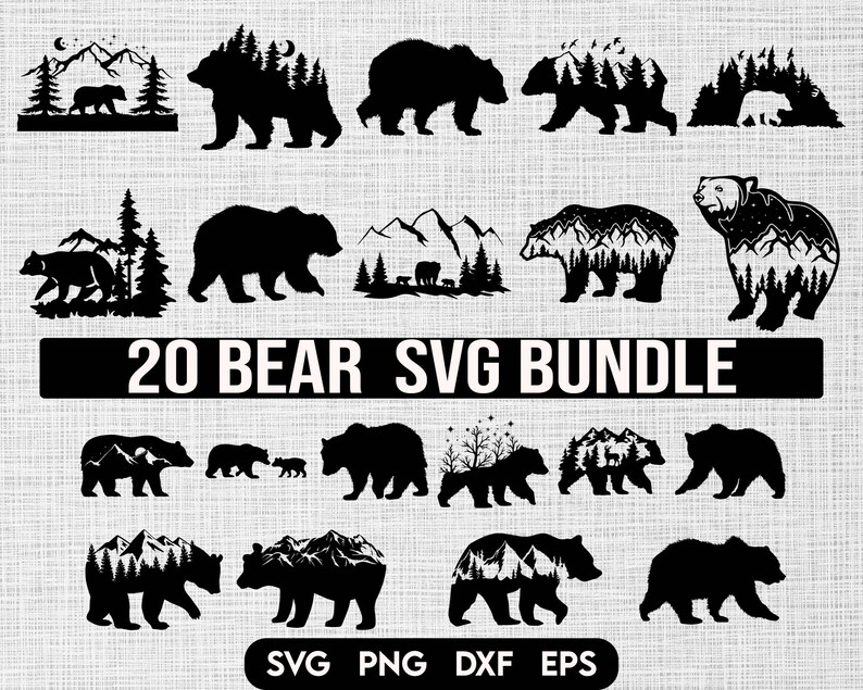 Bear Mountain and Tree Svg Bundle Night Nature Svg Wildlife - Etsy