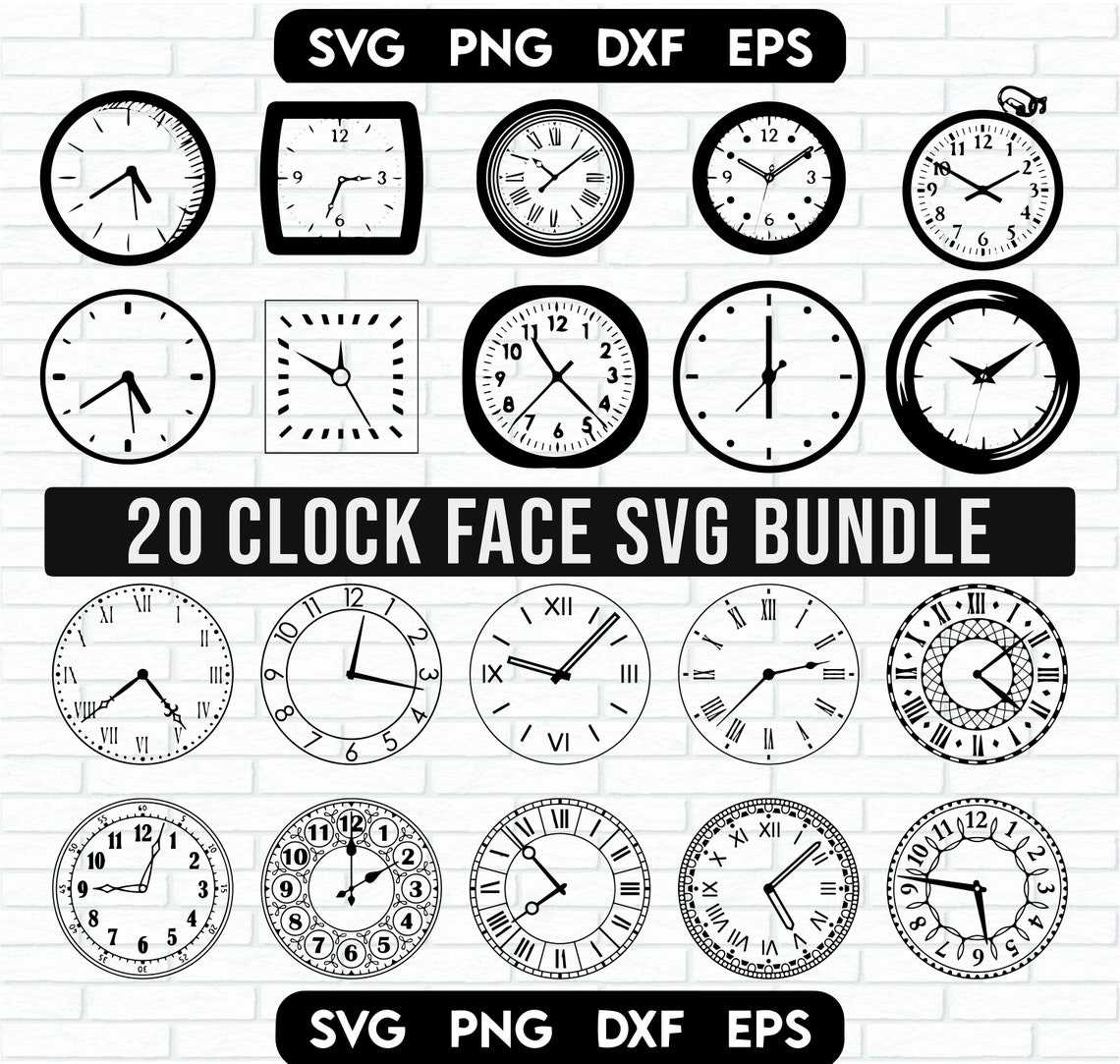 Clock Face SVG Bundle, Clock Svg, Clock Face Clipart Bundle Cut Files ...