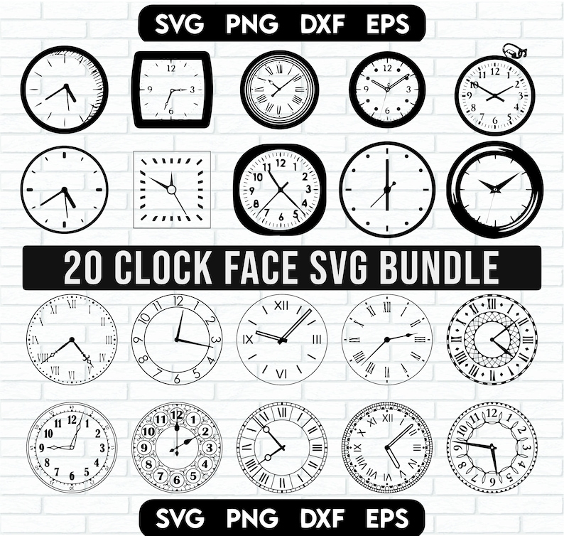 Clock Face SVG Bundle, Clock Svg, Clock Face Clipart Bundle Cut Files ...