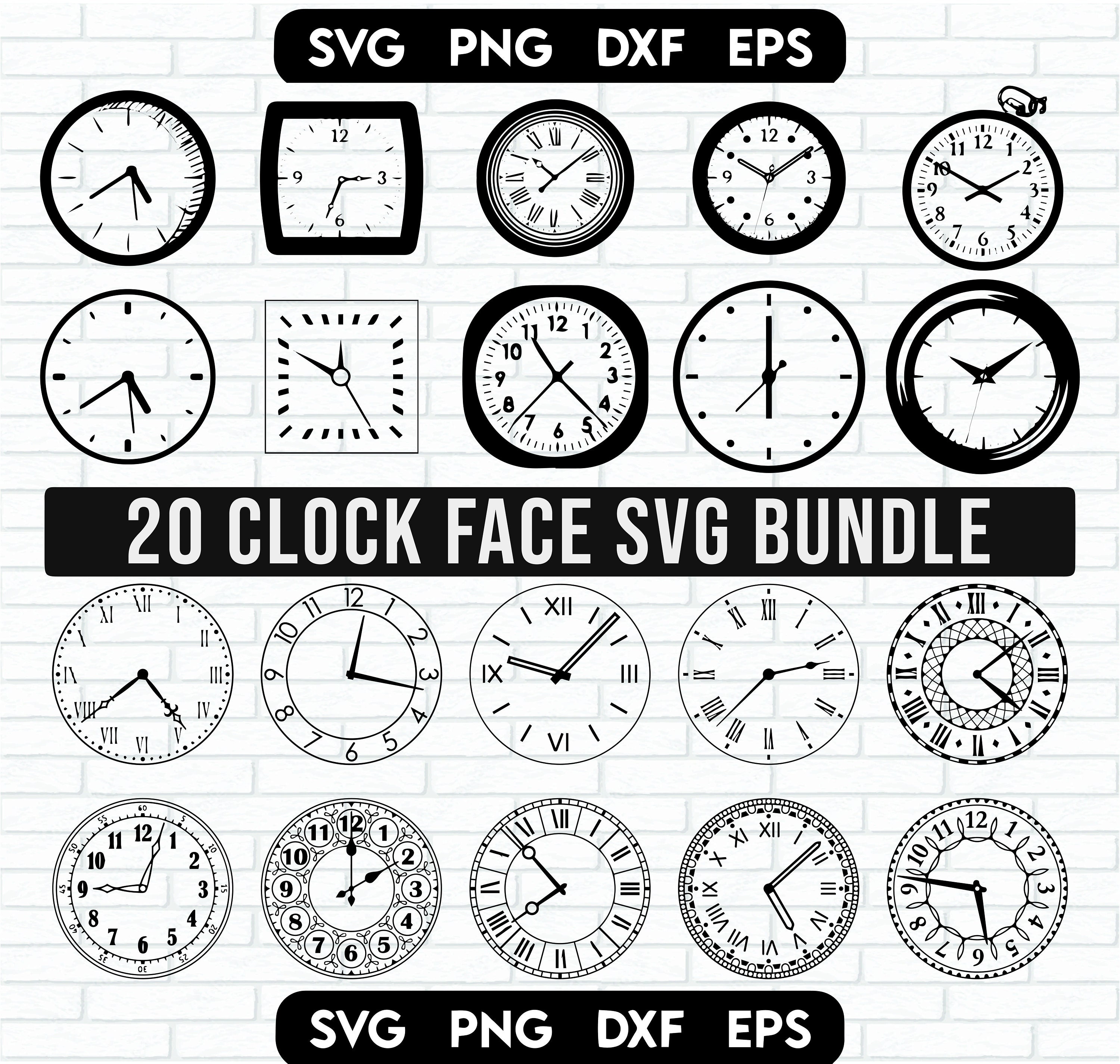 Clock Face SVG Bundle, Clock Svg, Clock Face Clipart Bundle Cut Files ...