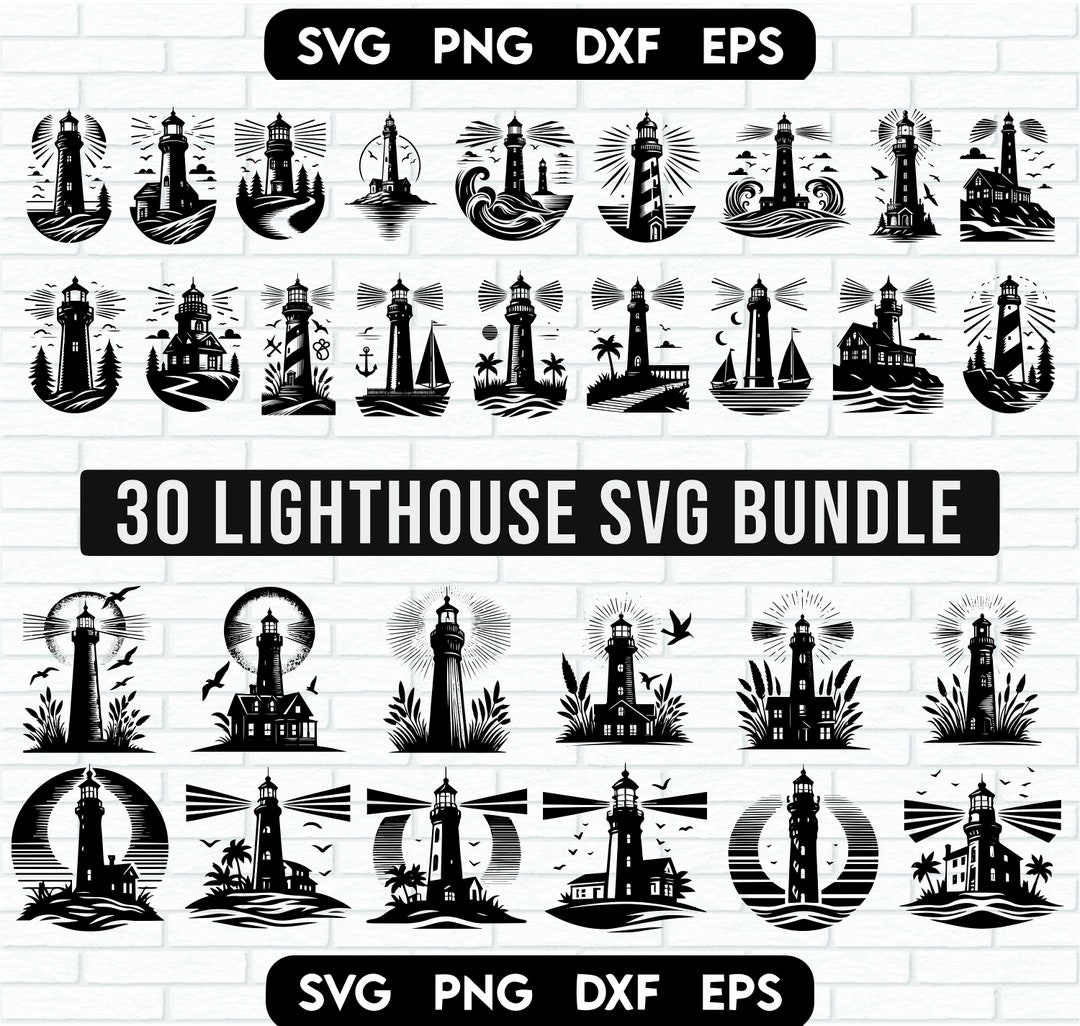 Light House SVG Bundle, Lighthouse Silhouette, Lighthouse Png, Instant ...