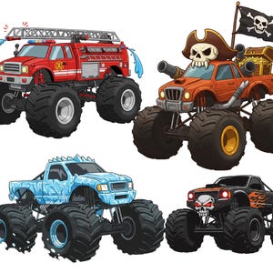 Monster Truck Clipart Bundle, Truck Png, Racing Graphics, Digital Art ...
