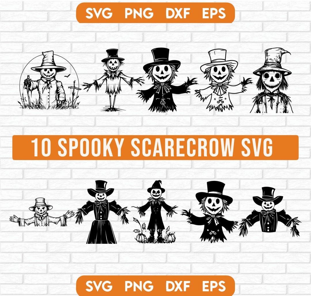 Scarecrow SVG, Halloween Scarecrow Images, Halloween Clipart, Spooky ...