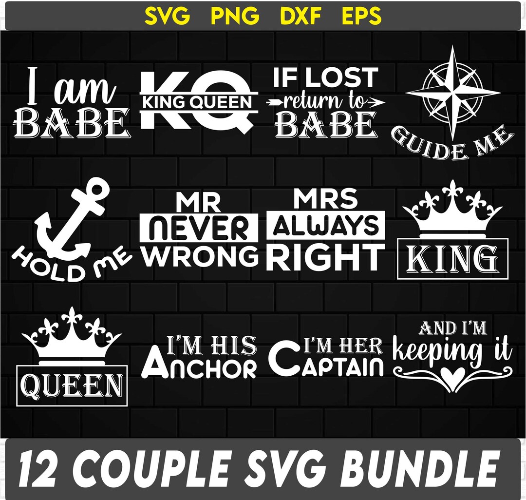 Couple SVG Bundle, Matching Couple Svg, Couple Svg for Shirt, Valentine ...