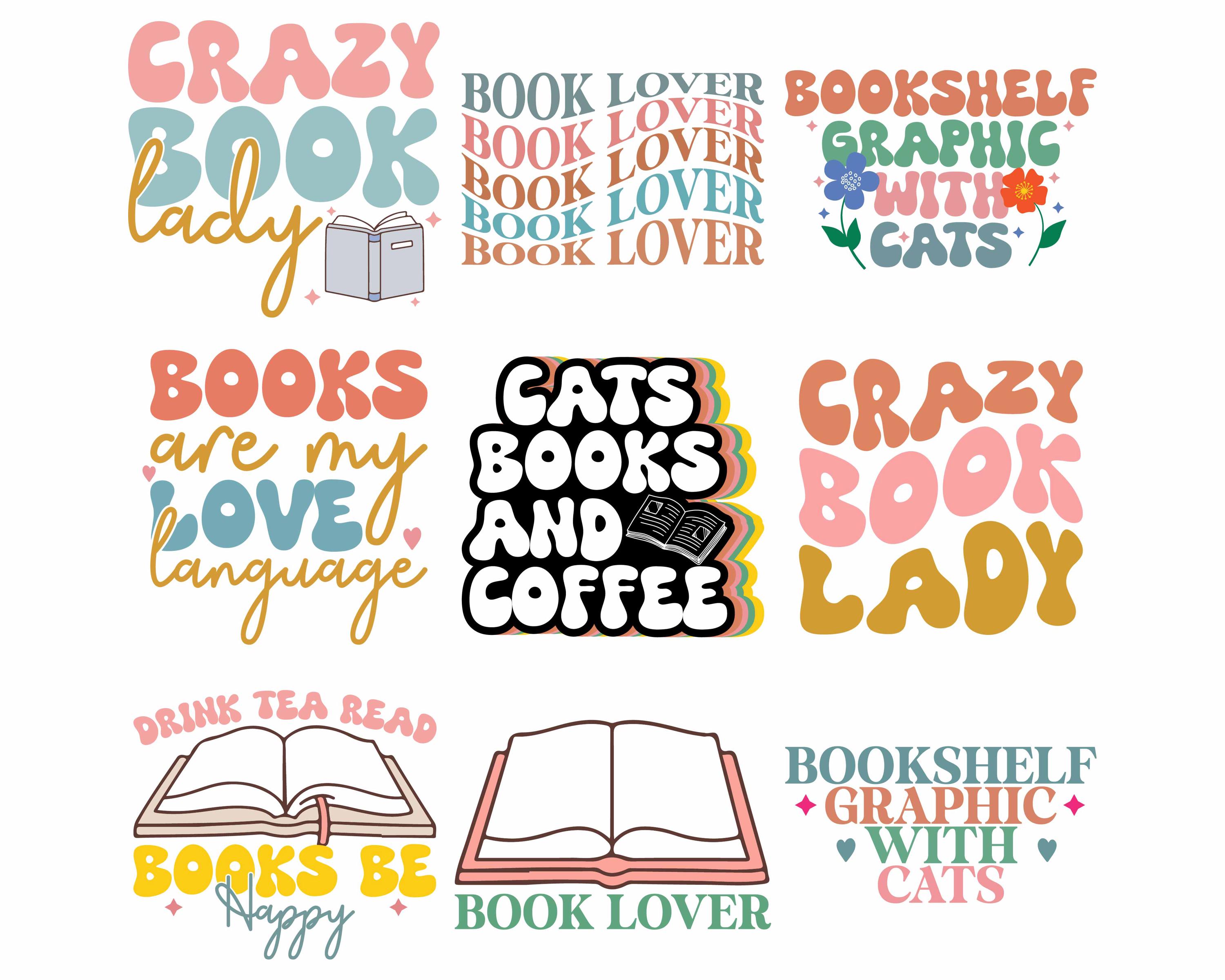 Retro Book SVG Bundle, Book Lover Svg, Reading SVG, Book Svg, Library ...