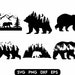 Bear SVG Bundle, Mountains Pine Trees Grizzly Bear SVG, Mama Bear Silhouette, Snowy Winter Scene ...