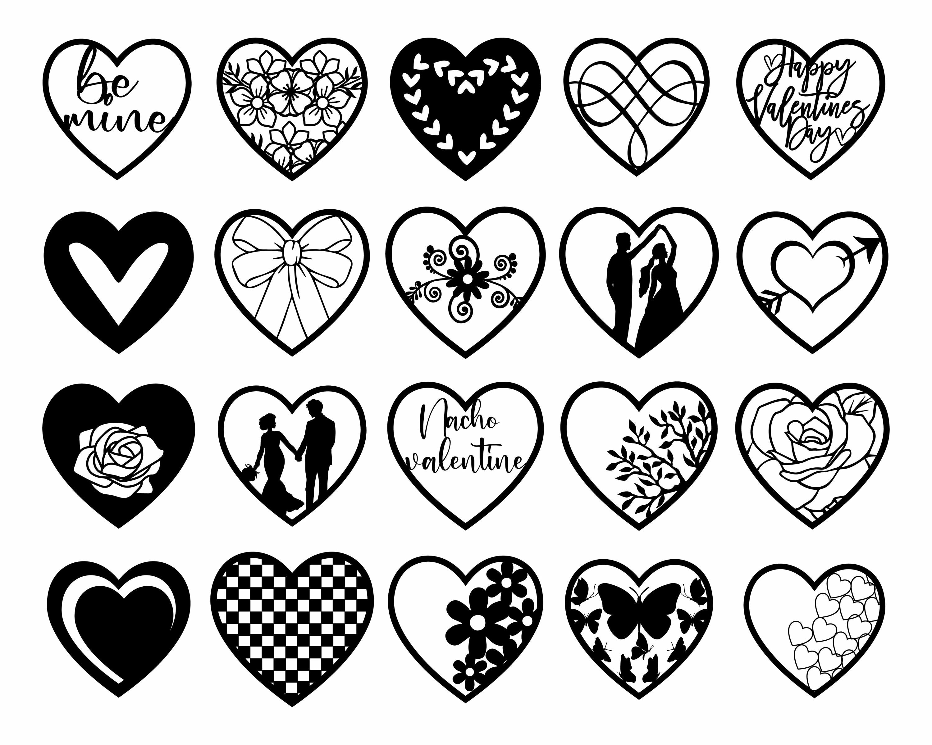 Hearts Valentine's Day Svg Bundle, Valentine's Day Laser Cut File ...