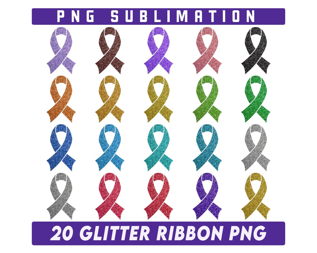 Ribbon Awareness Glitter Sparkle Png Bundle, Glitter Cancer Ribbons Png ...