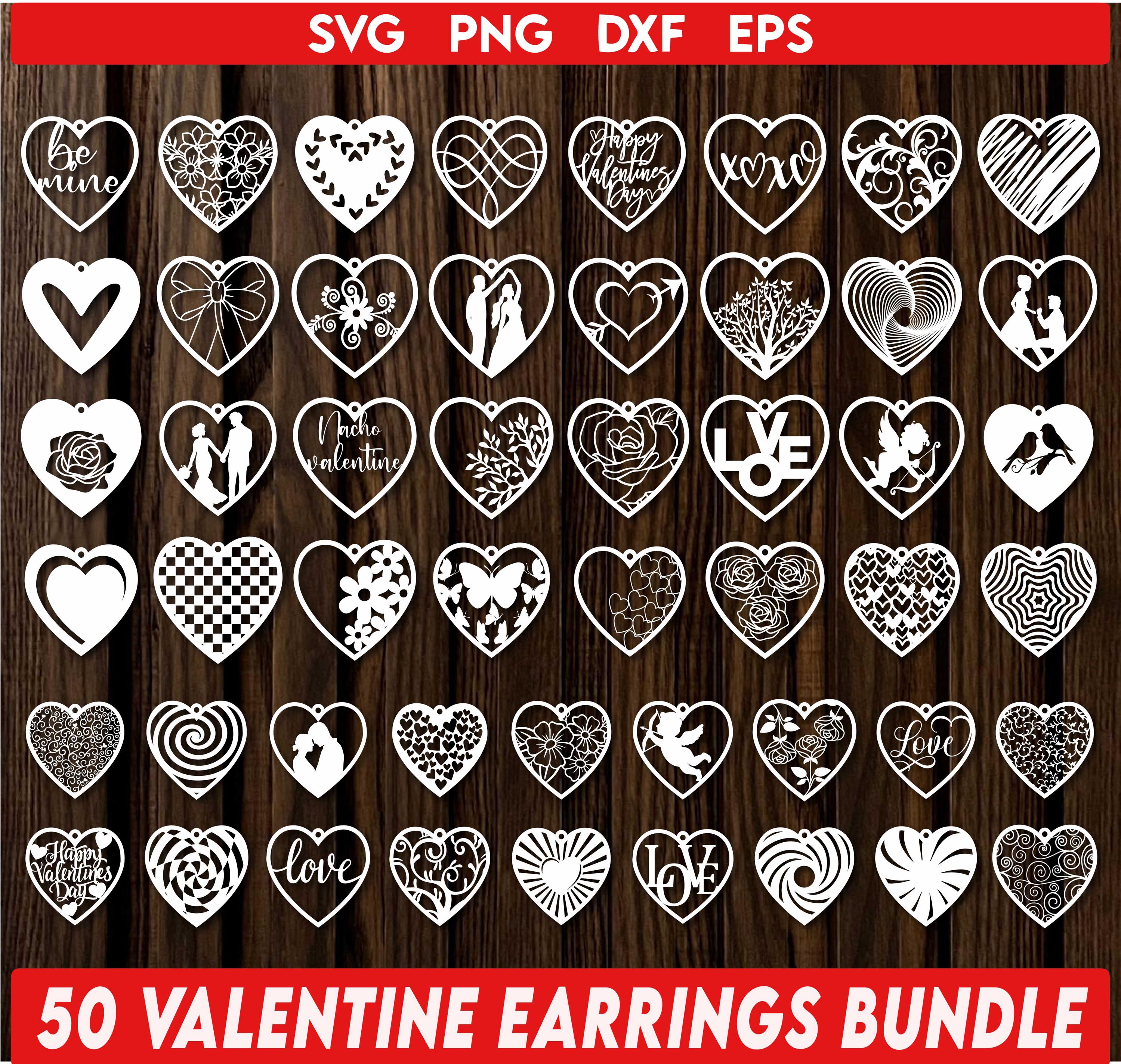 Valentine Earrings Svg Bundle, Heart Earring SVG, Love Earrings Svg ...