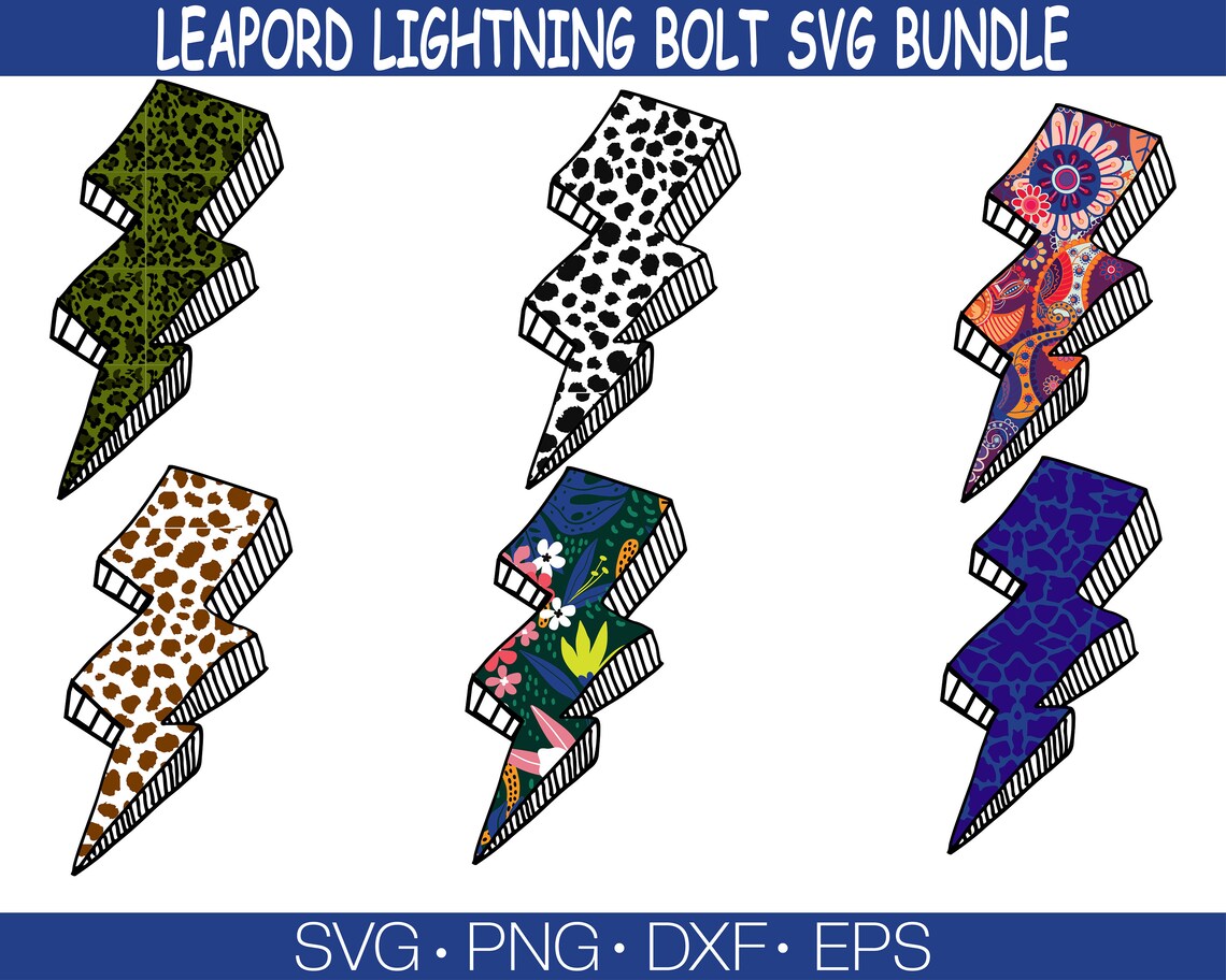 Leopard Lightning Bolt Svg Bundle Leopard Lightning Bolt Png - Etsy