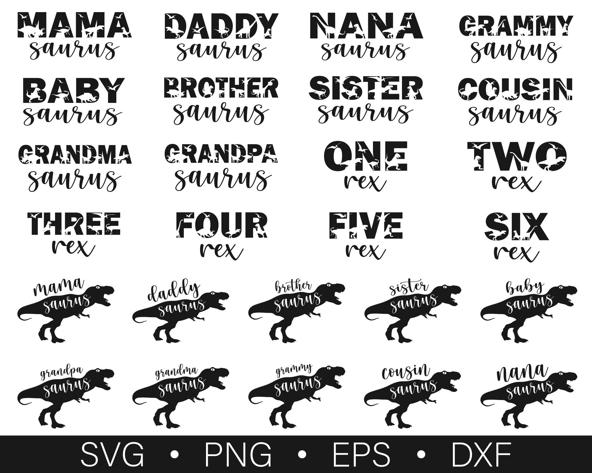 Family Saurus Svg Mama Saurus Svg Dinosaur Family Svg - Etsy