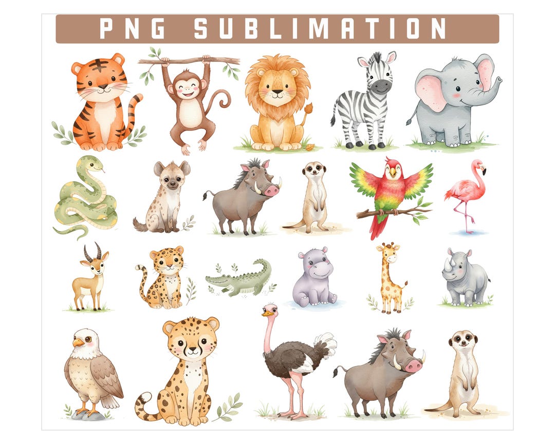 20 Safari Animals Clipart Bundle, Jungle Animals Clipart, Wild One ...