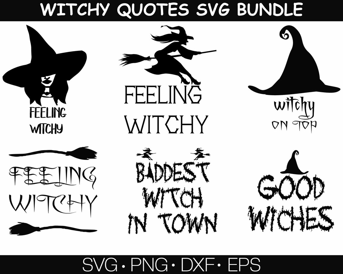 Witchy Quotes Svg Bundle, Witch Svg, Halloween Svg, Horror Svg, Witchy ...