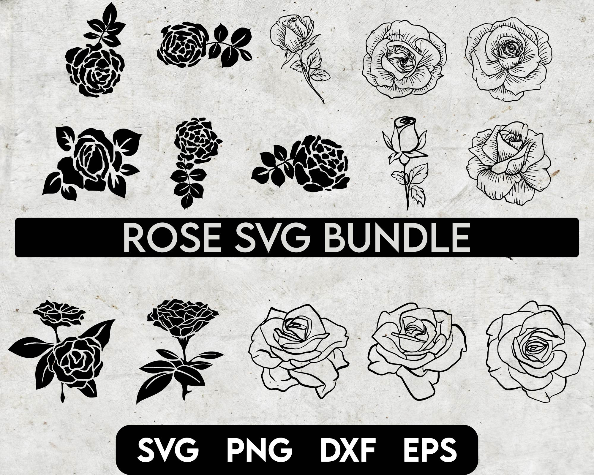 Rose Svg Bundle, ROSES Svg, Rose Clipart Bundle, Rose Svg Cut Files for ...