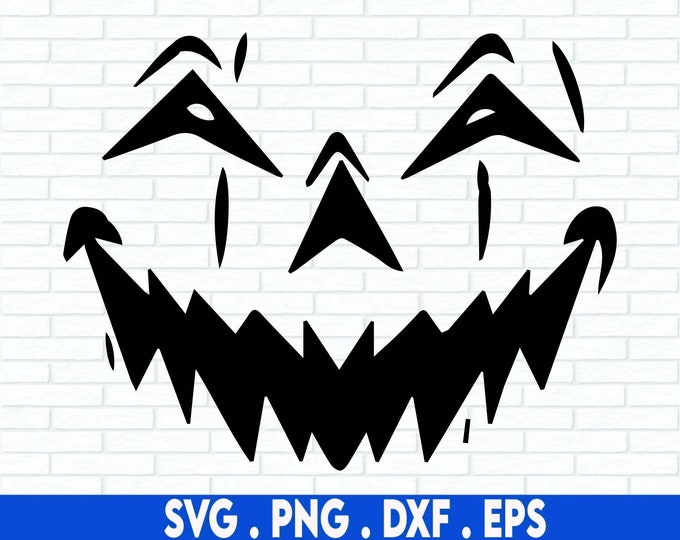 Halloween Svg - Jack-o'-lantern Scary Face SVG | Pumpkin Carving Face ...