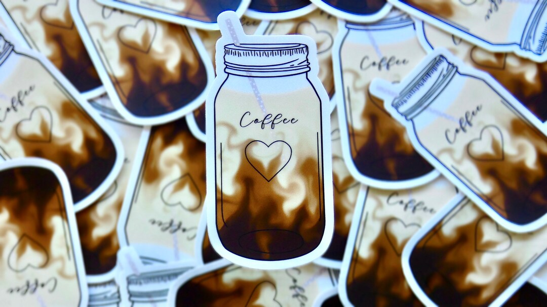 Iced Coffee in Mason Jar Stickers | Laptop Stickers | Decal ...