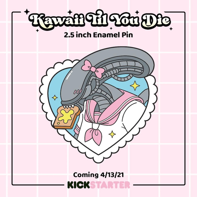 Large Anime Alien School Girl Glitter Enamel Pin - Etsy