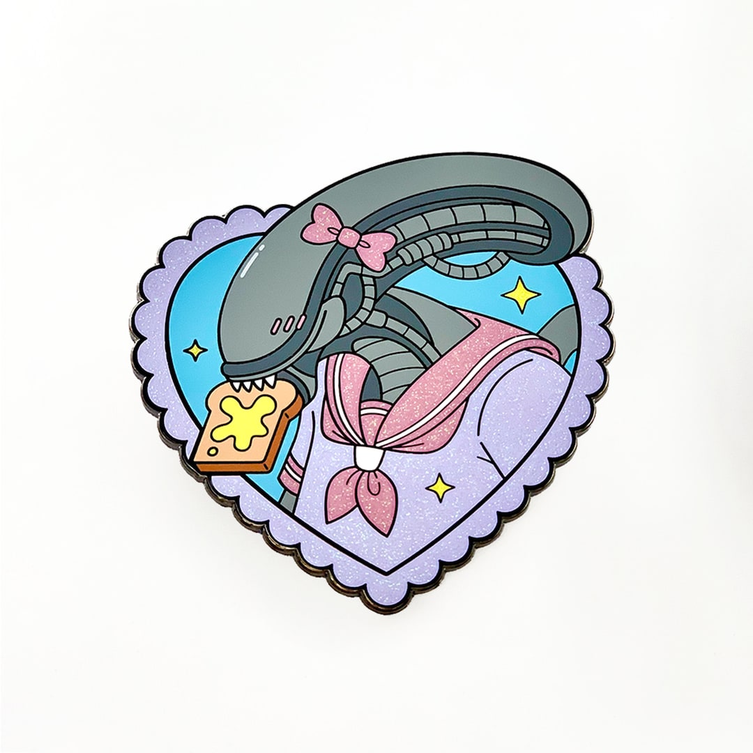 Large Anime Alien School Girl Glitter Enamel Pin - Etsy