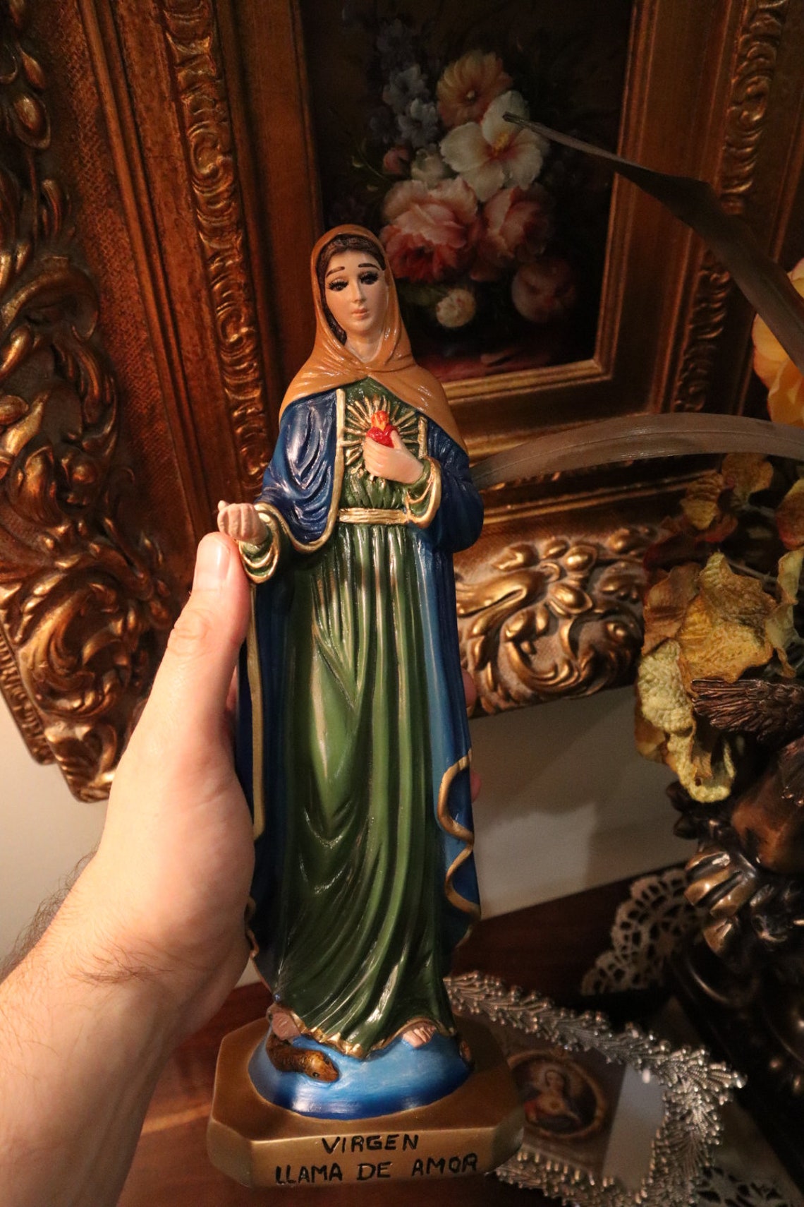 Estatua De La Virgen - Llama De Amor - Virgin Mary Statue - Catholic ...