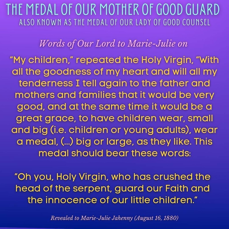 Cross of Pardon & Medal Our Mother of Good Guard Marie Julie - Etsy