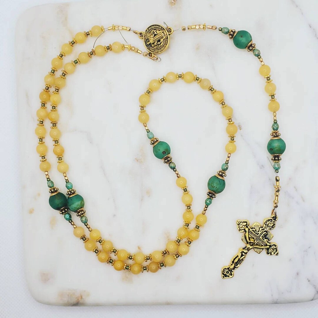 Yellow Rosary Made to Order. Handcrafted Rosary Made With Real Natural ...
