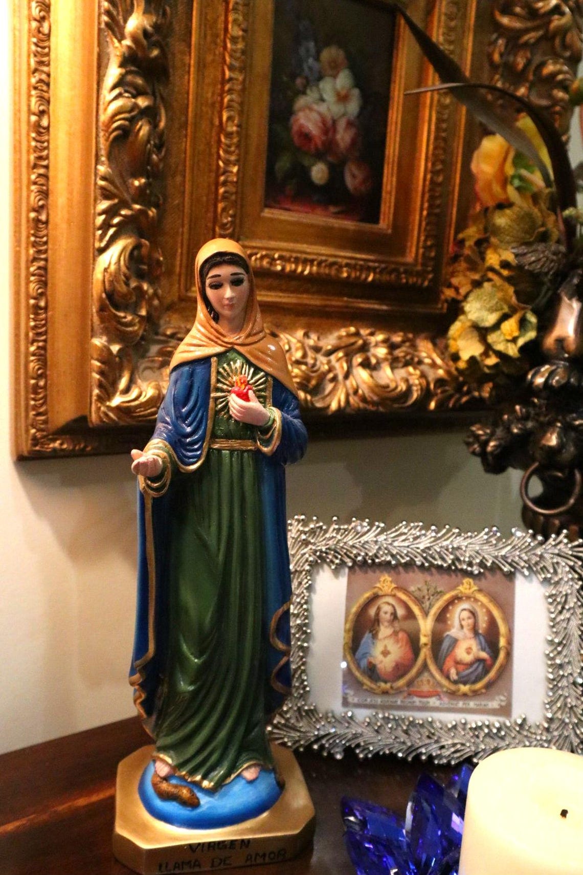 Estatua De La Virgen - Llama De Amor - Virgin Mary Statue - Catholic ...