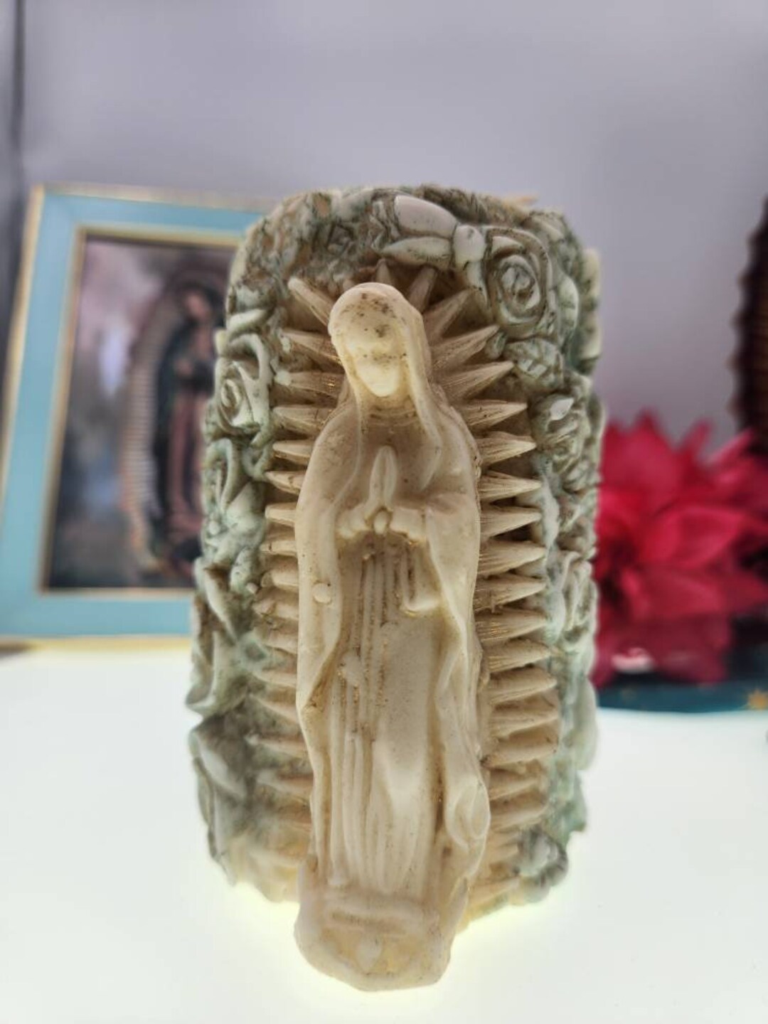 Hand Casted Catholic Candle - Virgin Mary Candle - Guadalupe Candle ...