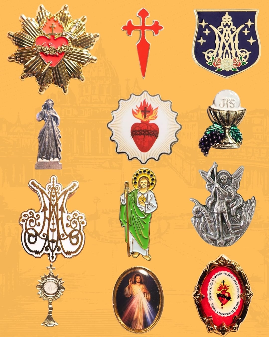 Pins - Immaculate - Monstrance Pin - Sacred Heart - Eucharist - Divine ...