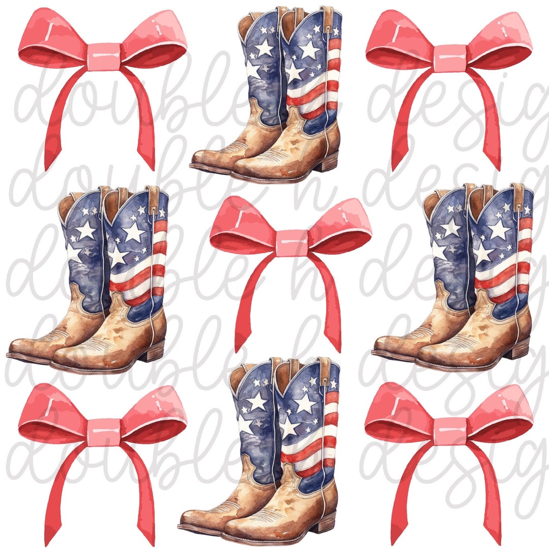Fourth of July Bows and Boots PNG (300 DPI) - Etsy