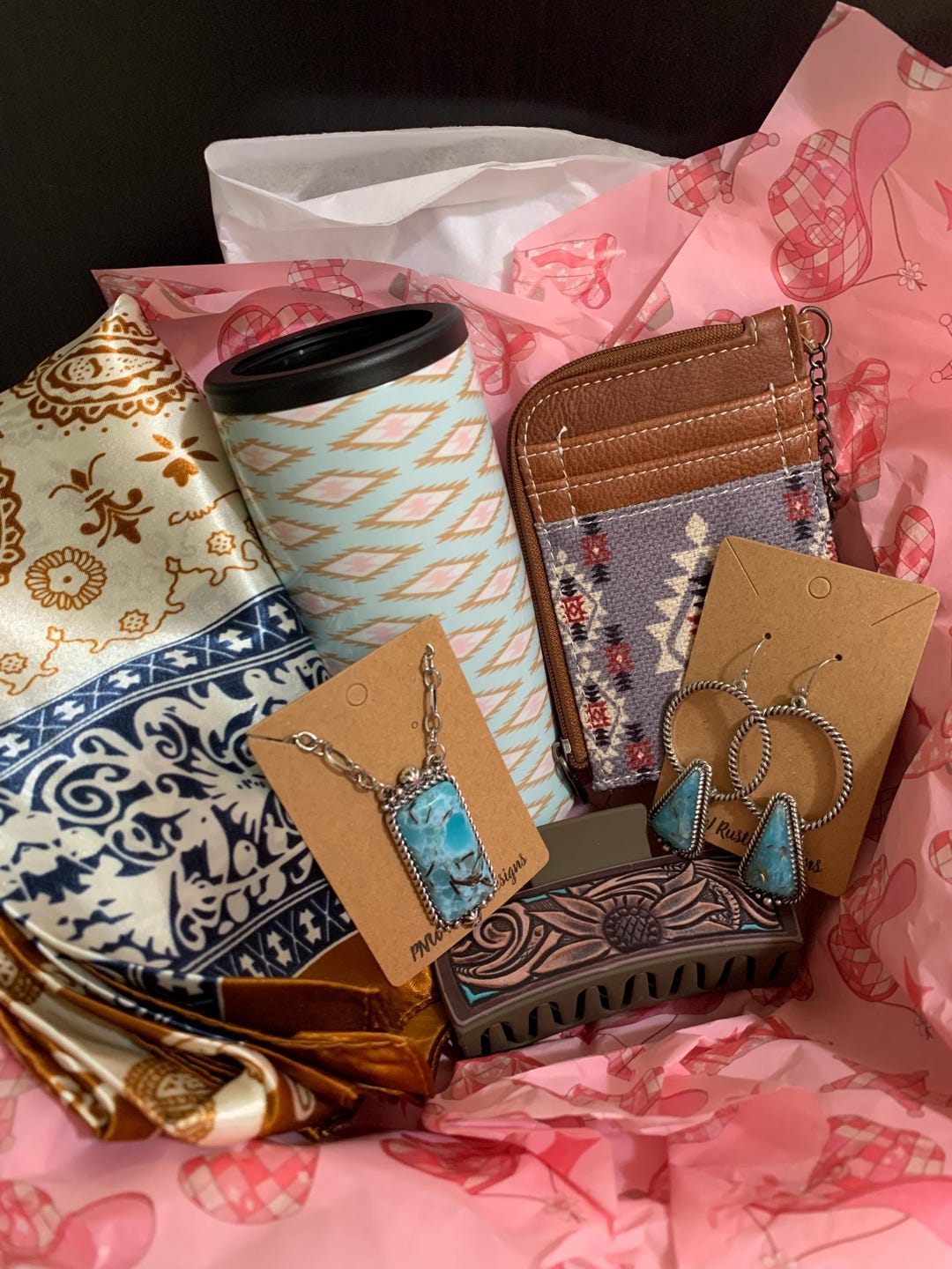 Western Mystery Gift Box: Jewelry, Wild Rag, Hair Claw, Drink Koozie - Etsy