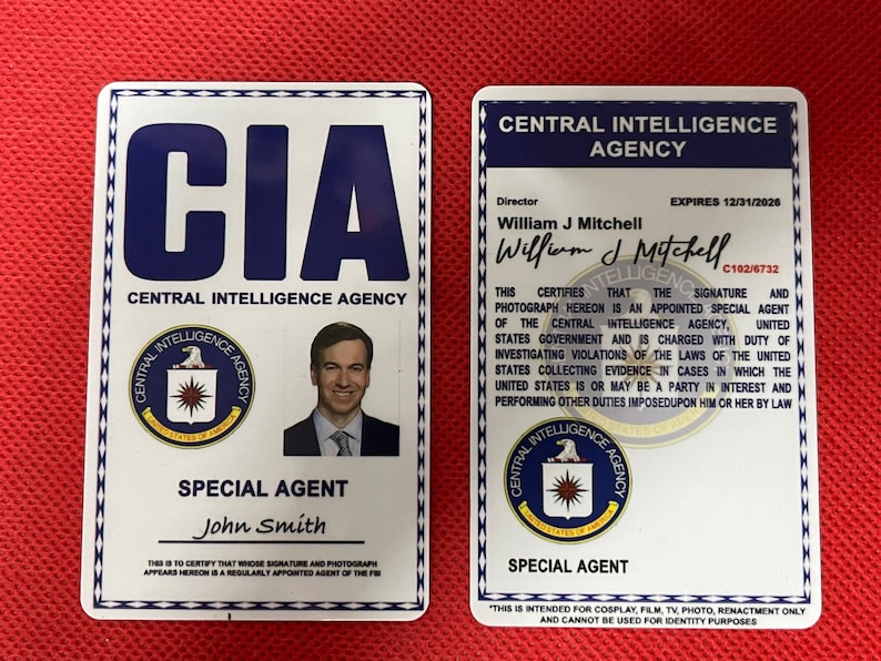 CIA ID Card PVC Plastic With Real Leather Wallet Fully - Etsy UK