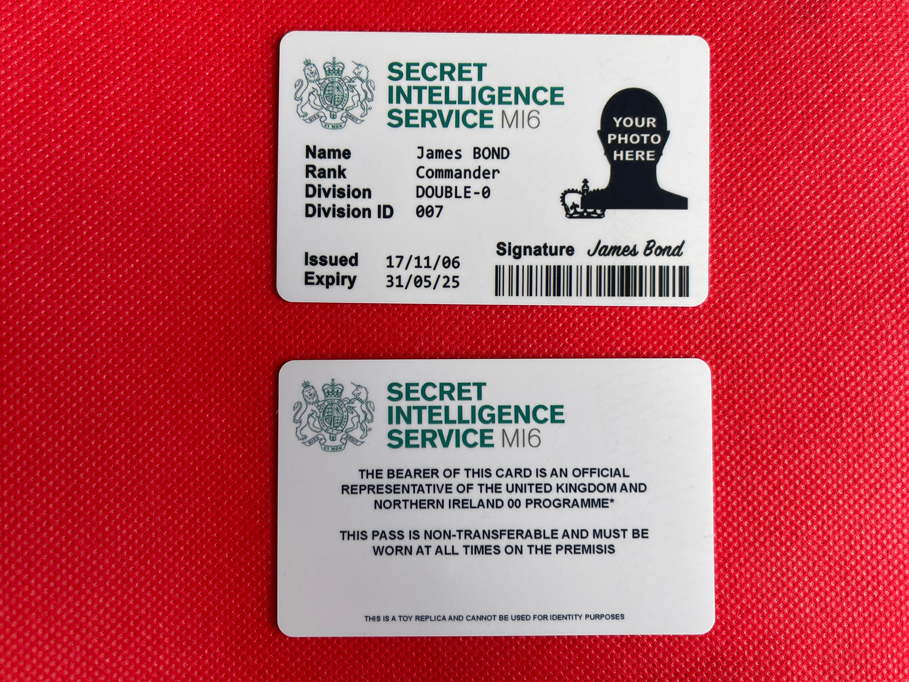 SIS MI6 James Bond ID Card plastic With or Without Wallet | Etsy Australia