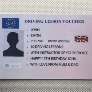 Driving Lesson Card - Etsy UK