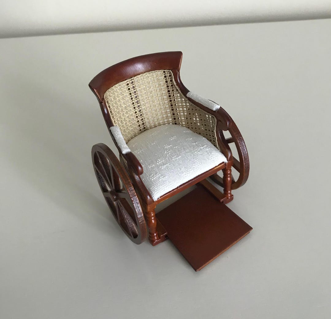 Mini Dollhouse 1:12 Scale Victorian Walnut Wheelchair W/ Cane Back ...
