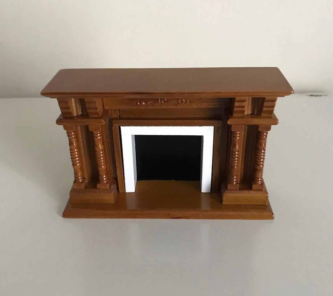 Miniature Dollhouse 1:12 Scale Walnut Wooden Fireplace Mantel, Mini ...