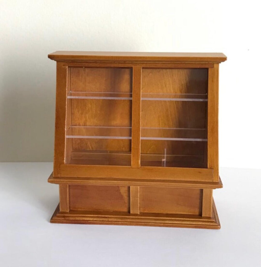 Walnut Miniature Dollhouse 1:12 Scale Display Case With Acrylic Shelves ...