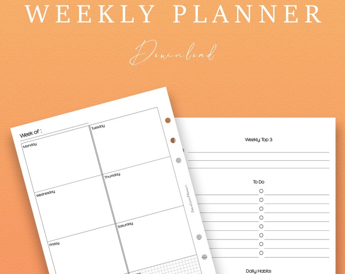 Printable Undated Weekly Planner Weekly Bullet Journal Bujo Week at a ...