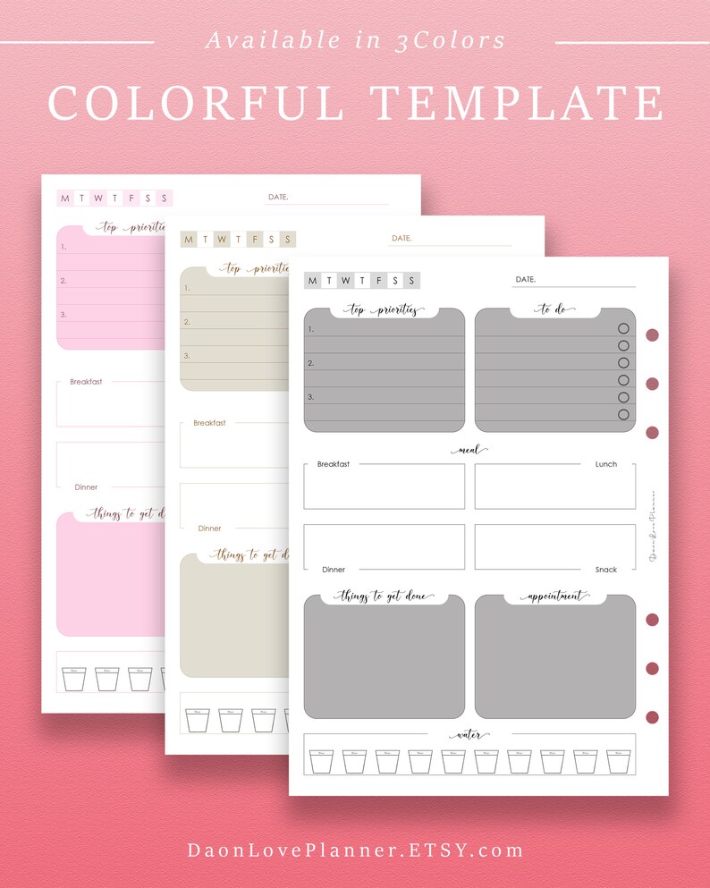 Printable Daily Block Planner Daily Time Management Meal - Etsy