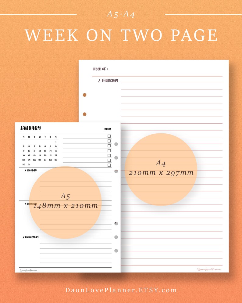 Printable Calendar Weekly Planner 2022 Weekly Journal | Etsy