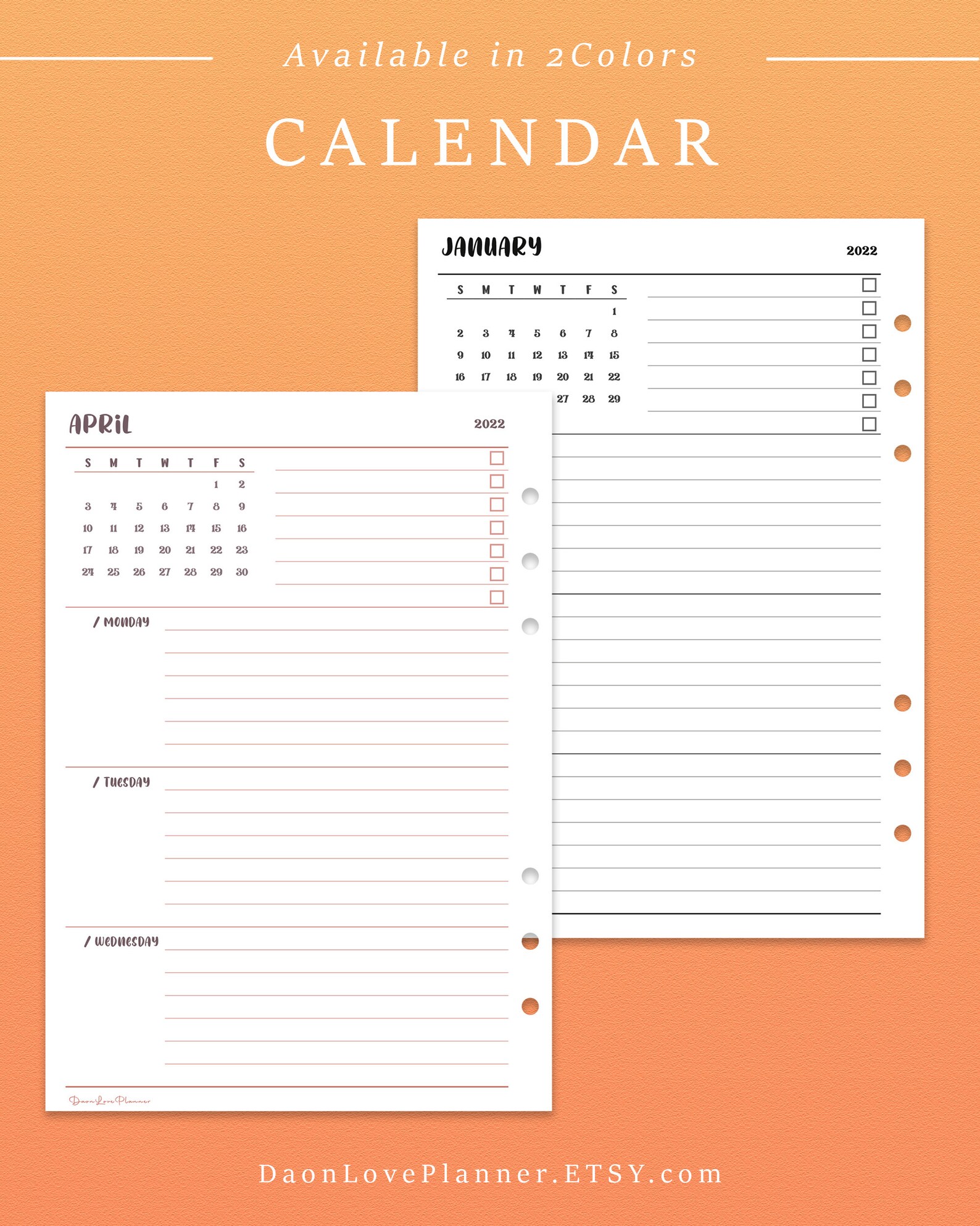 Printable Calendar Weekly Planner 2022 Weekly Journal | Etsy