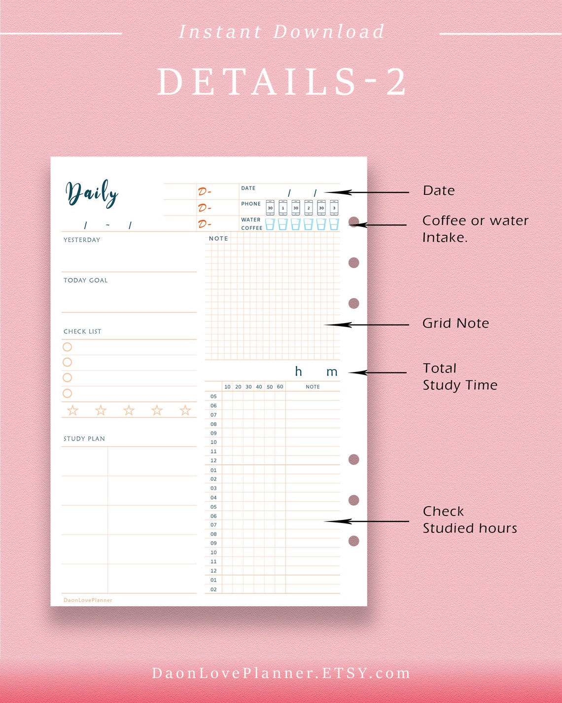 Printable Daily Study Planner Study Management Template - Etsy