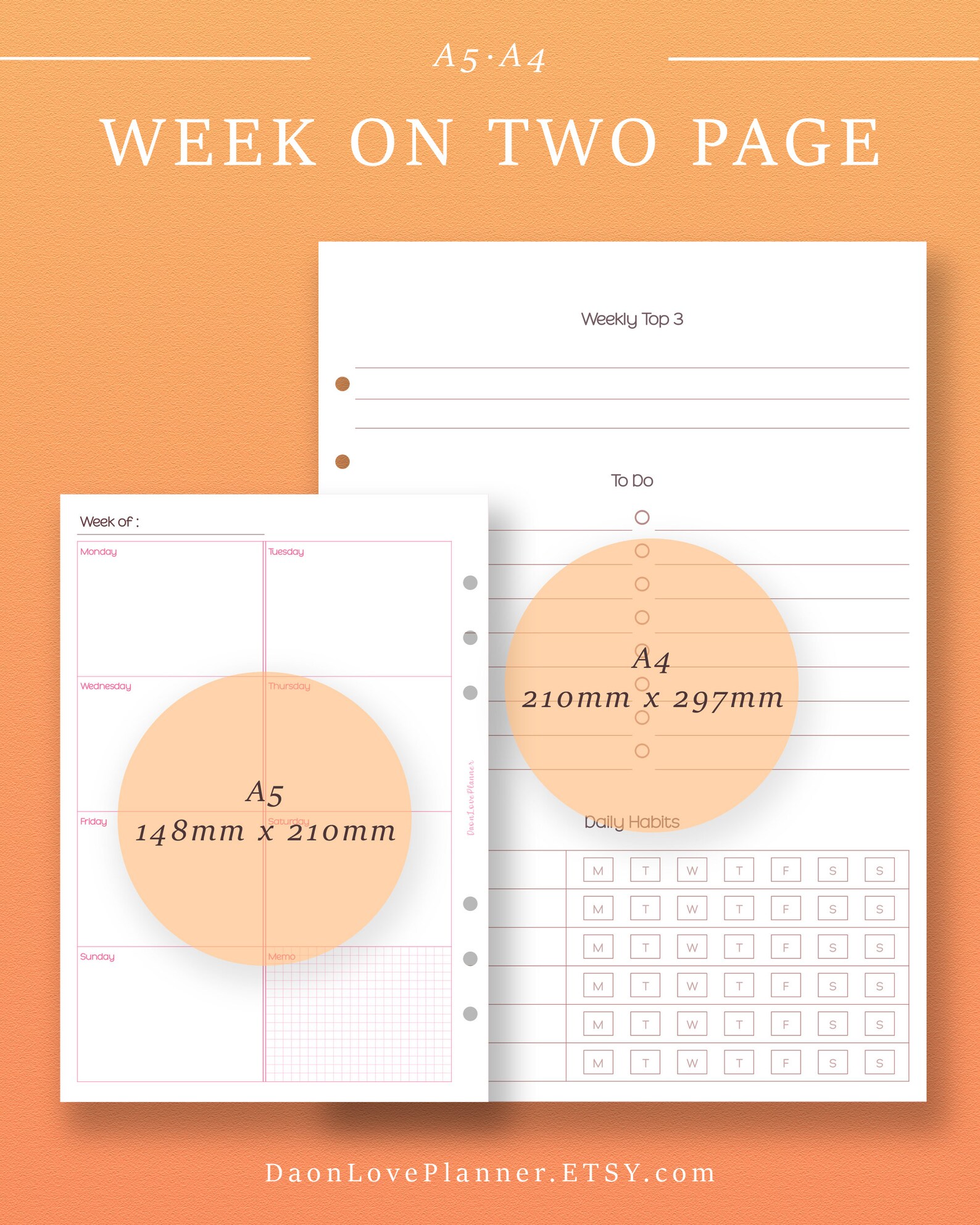 Printable Undated Weekly Planner Weekly Bullet Journal Bujo - Etsy