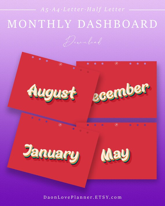 Printable Rainbow Monthly Planner Dashboard 12 Months - Etsy