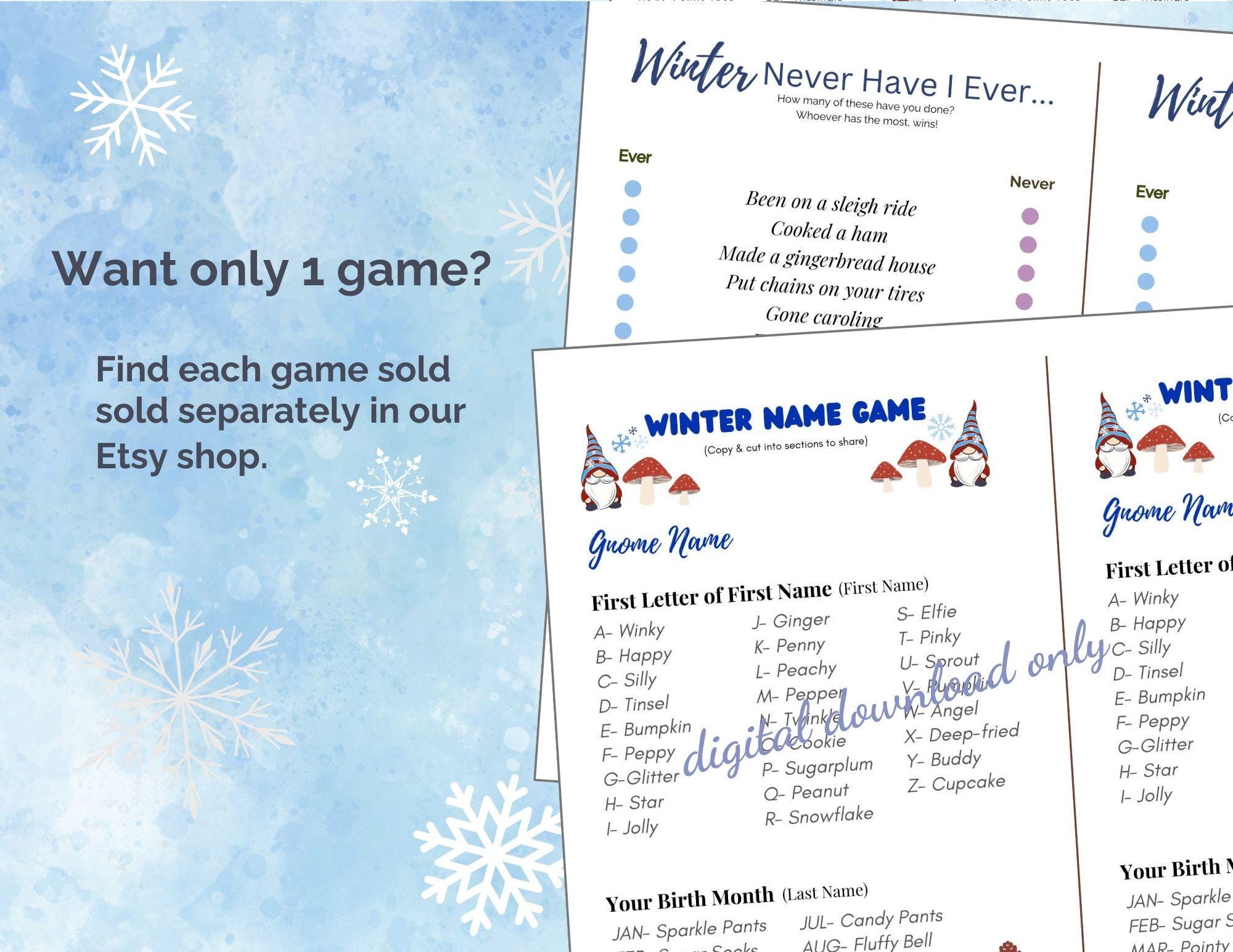 Winter Games Printable Snow Day Games Winter Party Games Winter This or ...