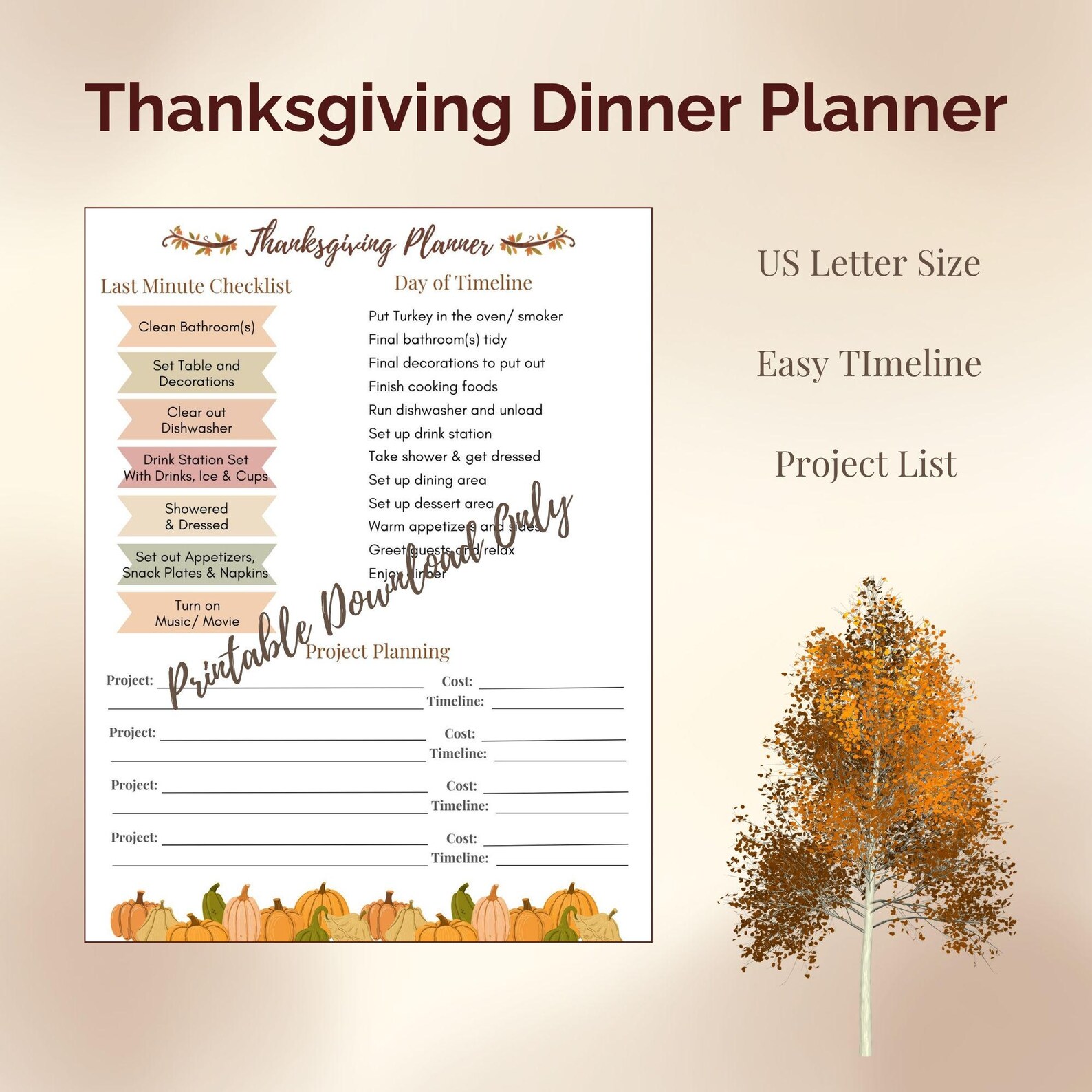 Thanksgiving Guide Printable, Planner Thanksgiving, Quick Thanksgiving ...