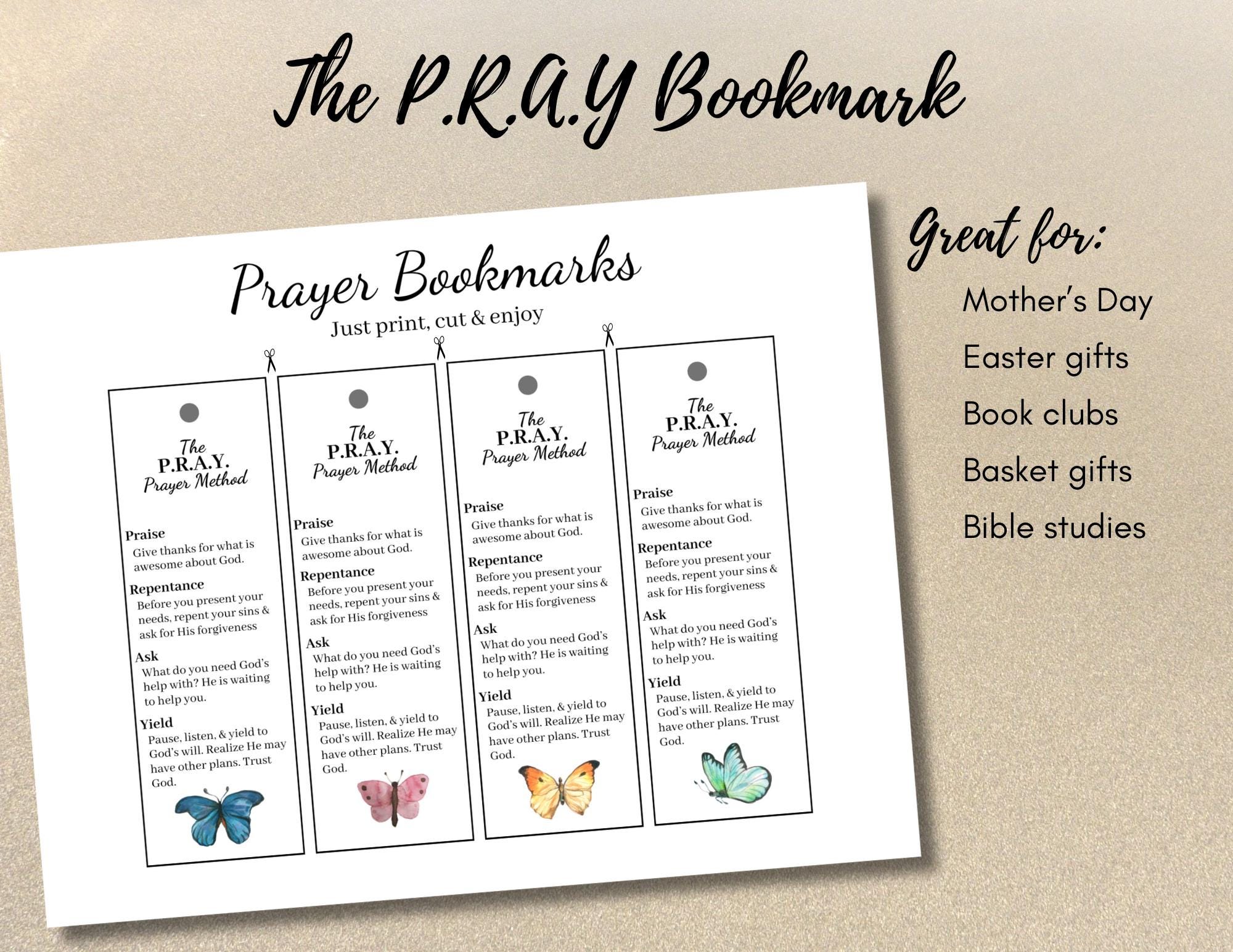 Pray Bookmarks Printable Book Lovers Gift Christian Inspirational ...