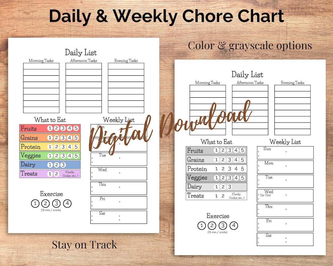 Printable Chore Chart: Daily & Weekly Kid-friendly List (digital ...