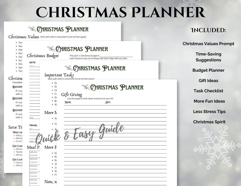 Printable Christmas Planner, Holiday Budget Tracker (digital Download ...