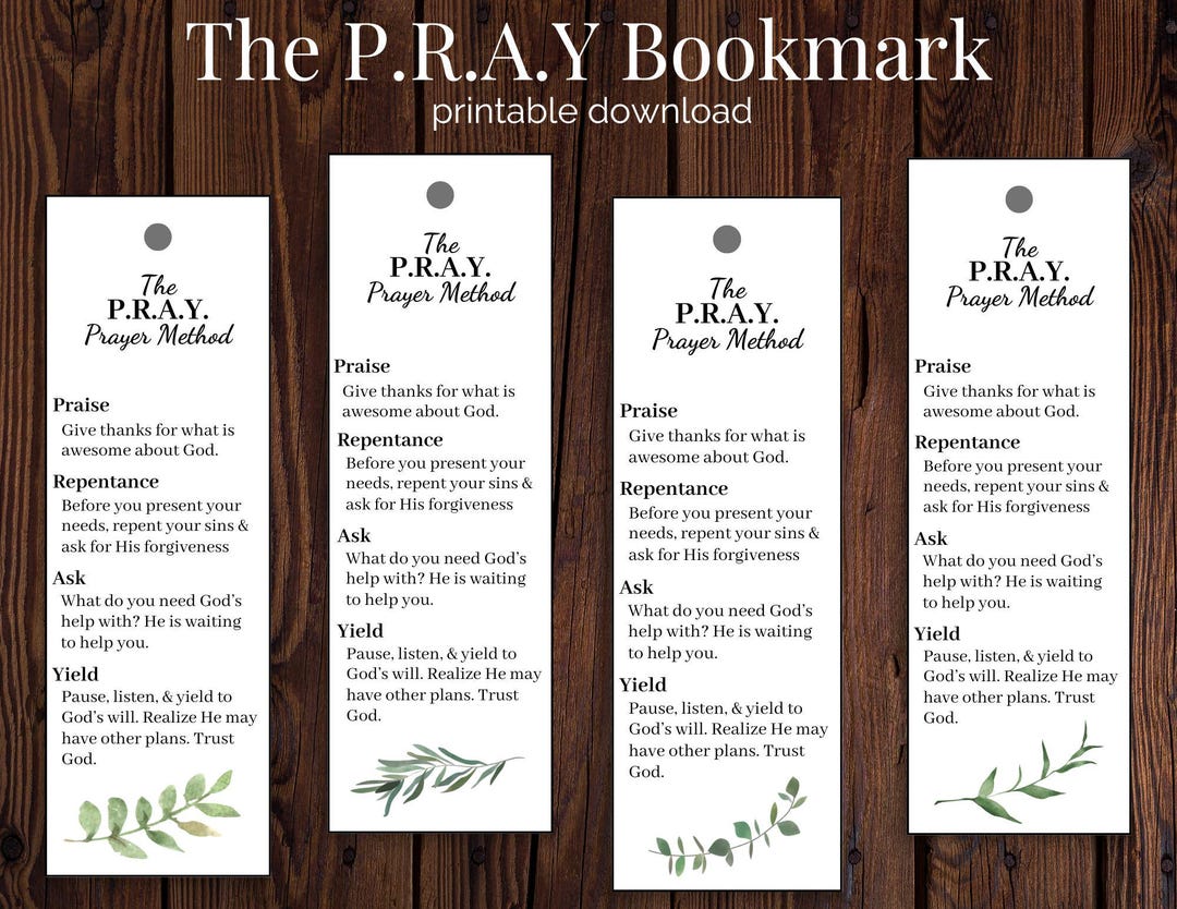 Prayer Bookmark Printable Prayer Guide Christian Bookmark Printable ...